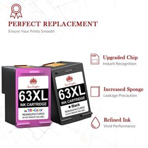 Toner Kingdom High Yield Remanufactured Ink Cartridge Replacement for HP 63 63XL 63 XL Combo Pack to use with HP Envy 4520 4512 4516 Officejet 4650 3830 5255 Deskjet 1112 Printer (1 Black 1 Color)