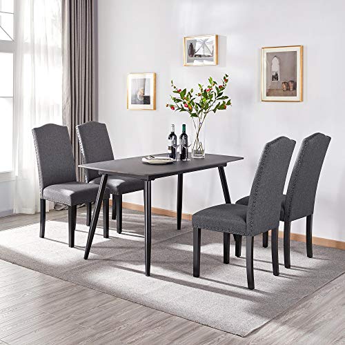 Yaheetech Dining Chairs with Rubber Wood Legs and Non-Woven Fabric Armless Chairs for Kitchen Living Room Hotel Wedding Lounge Reception, Set of 6, Dark Gray