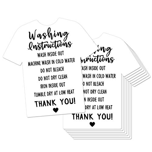 50 T-Shirt Washing Instructions Cards - Care instruction