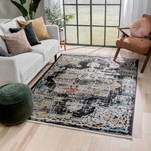 well woven indira maura bohemian vintage medallion oriental black 5x7 (5'3" x 7'3") area rug