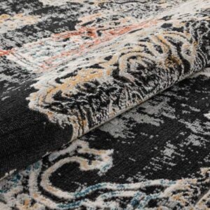 Well Woven Indira Maura Bohemian Vintage Medallion Oriental Black 5x7 (5'3" x 7'3") Area Rug