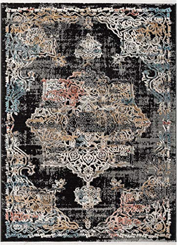 Well Woven Indira Maura Bohemian Vintage Medallion Oriental Black 5x7 (5'3" x 7'3") Area Rug