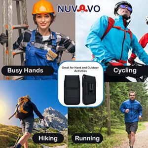 NUVAVO Cell Phone Holster Cell Phone Pouch for iPhone 14, 14 Pro, iPhone 13, 13 Pro, iPhone 12, 12 Pro, iPhone 11, XR, XS with Belt Clip Phone Belt Holder Pouch (Fits Phone with Otterbox Case on)