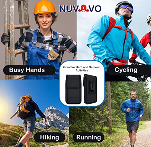 NUVAVO Cell Phone Holster Cell Phone Pouch for iPhone 14, 14 Pro, iPhone 13, 13 Pro, iPhone 12, 12 Pro, iPhone 11, XR, XS with Belt Clip Phone Belt Holder Pouch (Fits Phone with Otterbox Case on)