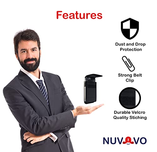 NUVAVO Cell Phone Holster Cell Phone Pouch for iPhone 14, 14 Pro, iPhone 13, 13 Pro, iPhone 12, 12 Pro, iPhone 11, XR, XS with Belt Clip Phone Belt Holder Pouch (Fits Phone with Otterbox Case on)