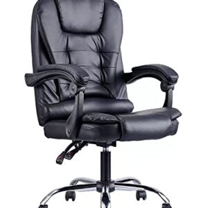 Santoll High Back Office Chair Adjustable Ergonomic Desk Chair with Padded Armrests,Executive PU Leather Swivel Task Chair with Lumbar Support (Black)