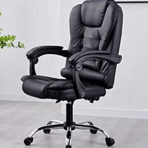 Santoll High Back Office Chair Adjustable Ergonomic Desk Chair with Padded Armrests,Executive PU Leather Swivel Task Chair with Lumbar Support (Black)