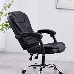 Santoll High Back Office Chair Adjustable Ergonomic Desk Chair with Padded Armrests,Executive PU Leather Swivel Task Chair with Lumbar Support (Black)