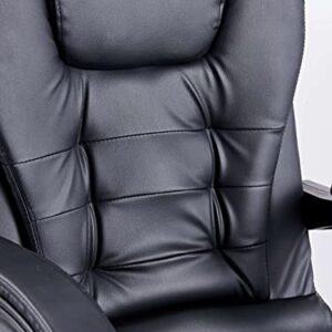 Santoll High Back Office Chair Adjustable Ergonomic Desk Chair with Padded Armrests,Executive PU Leather Swivel Task Chair with Lumbar Support (Black)