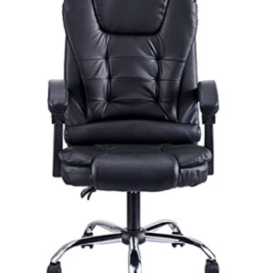 Santoll High Back Office Chair Adjustable Ergonomic Desk Chair with Padded Armrests,Executive PU Leather Swivel Task Chair with Lumbar Support (Black)