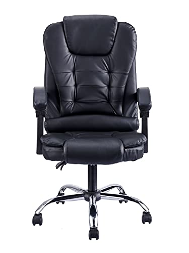 Santoll High Back Office Chair Adjustable Ergonomic Desk Chair with Padded Armrests,Executive PU Leather Swivel Task Chair with Lumbar Support (Black)