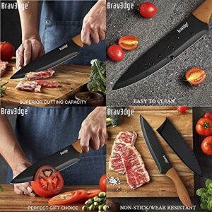 Bravedge Kitchen Knife Chef Knife Santoku Knife Versatile Cooking Knife with 7" & 8" Sharp Stainless Steel Metallic Paint Double Bevel Blade Ergonomic Handle PP Sheath Elegant Gift Box