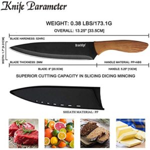 Bravedge Kitchen Knife Chef Knife Santoku Knife Versatile Cooking Knife with 7" & 8" Sharp Stainless Steel Metallic Paint Double Bevel Blade Ergonomic Handle PP Sheath Elegant Gift Box