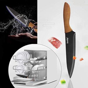 Bravedge Kitchen Knife Chef Knife Santoku Knife Versatile Cooking Knife with 7" & 8" Sharp Stainless Steel Metallic Paint Double Bevel Blade Ergonomic Handle PP Sheath Elegant Gift Box