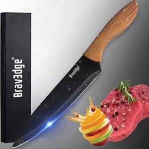 Bravedge Kitchen Knife Chef Knife Santoku Knife Versatile Cooking Knife with 7" & 8" Sharp Stainless Steel Metallic Paint Double Bevel Blade Ergonomic Handle PP Sheath Elegant Gift Box