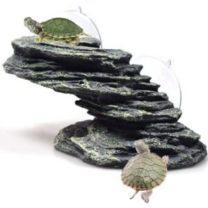 kathson turtle basking platform tortoise dock aquarium landscape decorative climbing ramp shale small stone ornament rock for frogs, newts