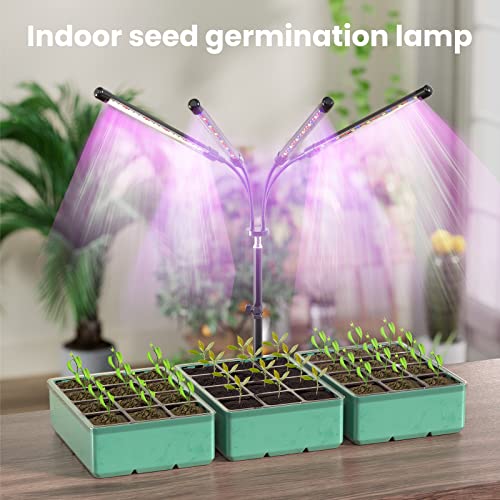 Grow Lights for Indoor Plants, LED Full Spectrum Plant Light with Stand (Adjustable Tripod 15-60inch for Floor Plants, Red/Blue/White, 4/8/12H Timer with Remote Control) (Red)