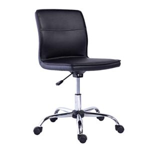 amazon basics modern armless office desk chair - height adjustable, 360-degree swivel, 275lb capacity, 22.05"d x 18.31"w x 33.46"h, black/chrome