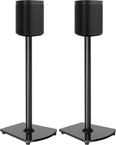 speaker stands designed for sonos speakers pair, floor speakers stands for sonos one, one sl, play:1 play:3 play:5 heavy duty floor speaker mount with cable management black