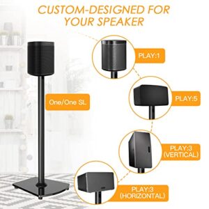 Speaker Stands Designed for Sonos Speakers Pair, Floor Speakers Stands for Sonos One, One SL, Play:1 Play:3 Play:5 Heavy Duty Floor Speaker Mount with Cable Management Black