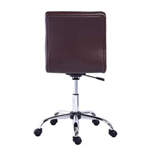 Amazon Basics Modern Armless Office Desk Chair - Height Adjustable, 360-Degree Swivel, 275Lb Capacity - Brown/Chrome