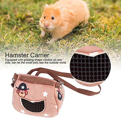 Pet Hamster Carrier, Coffee Flannelette Plush Hamster Squirrel Travel Bags Portable Breathable Small Animal Carrier Outgoing Sleeping Bag for Squirrel Hedgehog Guinea Pig(S)