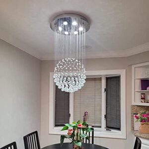 Modern 6-Lights Crystal Raindrop Chandelier, Rain Ball Ceiling Light Fixture Flush Mount Ceiling Light Pendant Lamp for Dining Room, Living Room, Foyer, Entryway of CRYSTOP