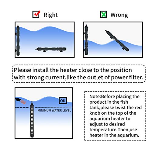 U-picks Submersible Aquarium Heater 300W/100W/500W Fish Tank Heater with Intelligent External LED Digital Temperature Controller and Dual Temp Displays for Turtle Betta Fish Tank 5-130 Gallon