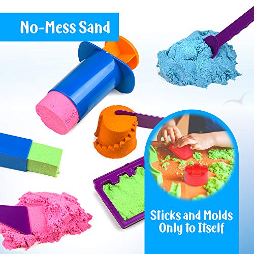 LITTLE CHUBBY ONE Kids Play Sand Castle Set - 3 Lbs Sand - Toy Magic Sand Set - 10 Molds - Mess Free Play for Girls and Boys - Ideas for Children Activities Age 3 4 5 6 7 8 9 10