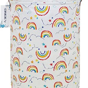 ONOEV Round waterproof laundry basket、foldable storage basket、laundry Hampers with handle、gift basket,suitable for children's room and toy storage (Rainbow)