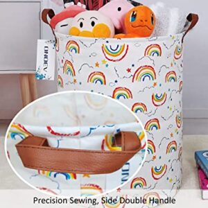 ONOEV Round waterproof laundry basket、foldable storage basket、laundry Hampers with handle、gift basket,suitable for children's room and toy storage (Rainbow)