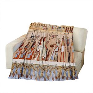 Beabes Ancient Egypt Scene Warm Throw Blanket Grunge Egyptian Gods and Pharaohs Mythology History Design Throw Blanket for Bedroom Sofa Couch Car Deck Chair Soft Flannel Fleece Adults 60x80 Inch