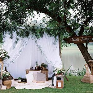 58" Solid Color Chiffon Fabric Rustic Sheer Bridal Wedding Party Decorations Backdrop, White, 5 Yards