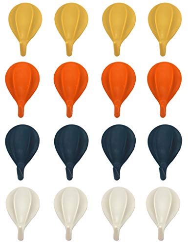 Gullor HW032 Medium Utility Hooks, 16 Hooks, Strong Non-Marking Plastic Punch-Free Waterproof, Colored Hot-air Balloon Shape