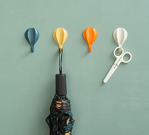 Gullor HW032 Medium Utility Hooks, 16 Hooks, Strong Non-Marking Plastic Punch-Free Waterproof, Colored Hot-air Balloon Shape