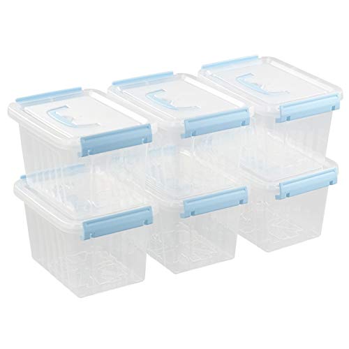 Ortodayes 3 Quart Plastic Storage Bins, Pack of 6 Small Boxes with Lids