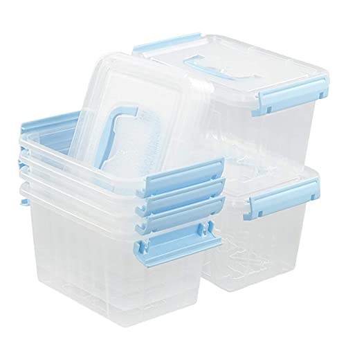 Ortodayes 3 Quart Plastic Storage Bins, Pack of 6 Small Boxes with Lids