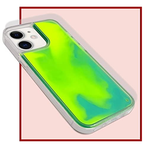 Losin Fluorescent Case Compatible with iPhone 12 Mini 5.4 inch Quicksand Case Luxury Glow in The Darkness Noctiluncent Liquid Luminous Sand Hard PC + Soft TPU Fluorescent Case for Women and Girls