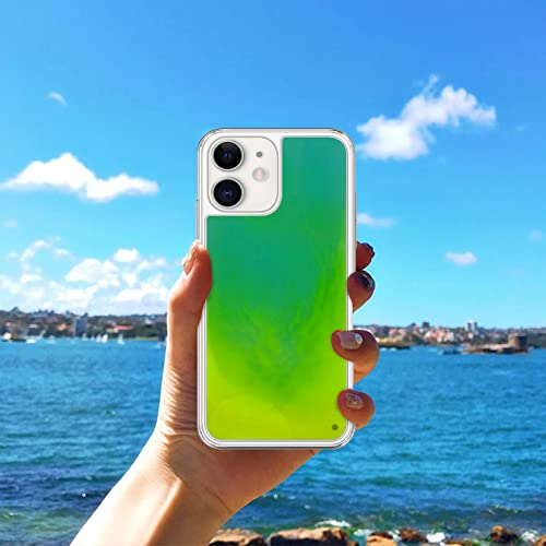 Losin Fluorescent Case Compatible with iPhone 12 Mini 5.4 inch Quicksand Case Luxury Glow in The Darkness Noctiluncent Liquid Luminous Sand Hard PC + Soft TPU Fluorescent Case for Women and Girls