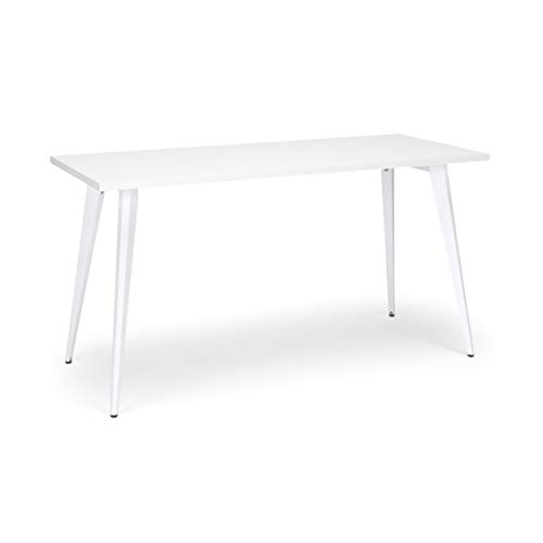 HON Basyx Commercial-Grade Executive Desk, Angled Metal Legs, 55", White