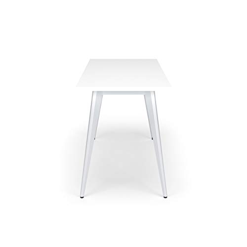 HON Basyx Commercial-Grade Executive Desk, Angled Metal Legs, 55", White