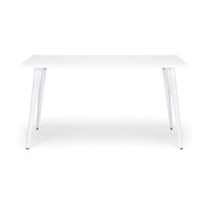 HON Basyx Commercial-Grade Executive Desk, Angled Metal Legs, 55", White