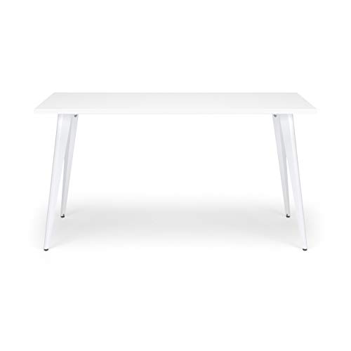 HON Basyx Commercial-Grade Executive Desk, Angled Metal Legs, 55", White