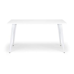 HON Basyx Commercial-Grade Executive Desk, Angled Metal Legs, 55", White