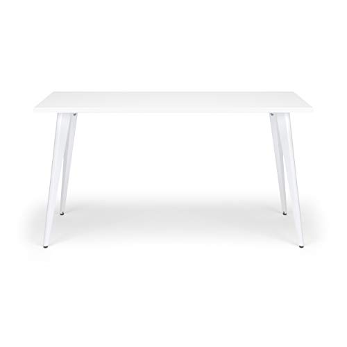 HON Basyx Commercial-Grade Executive Desk, Angled Metal Legs, 55", White