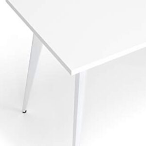 HON Basyx Commercial-Grade Executive Desk, Angled Metal Legs, 55", White