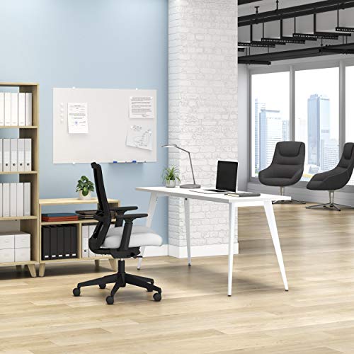 HON Basyx Commercial-Grade Executive Desk, Angled Metal Legs, 55", White