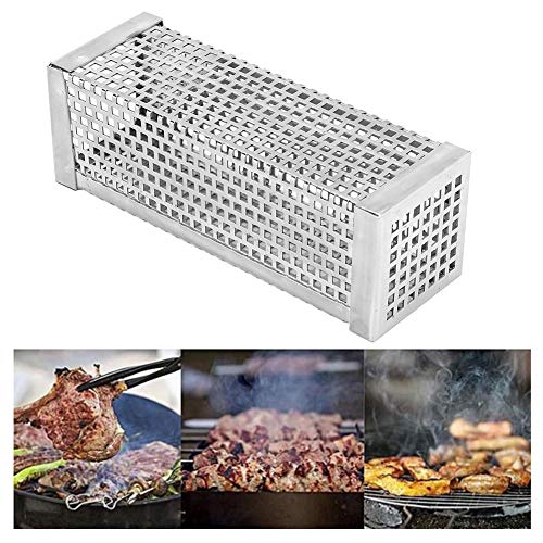 Oyunngs BBQ Smoker Tube, 304 Stainless Steel Sqre BBQ Grill Smoker Tube Tools Ouoor Barbecue Aessory for Electric Charcoal Grill of Any Size 6X2In