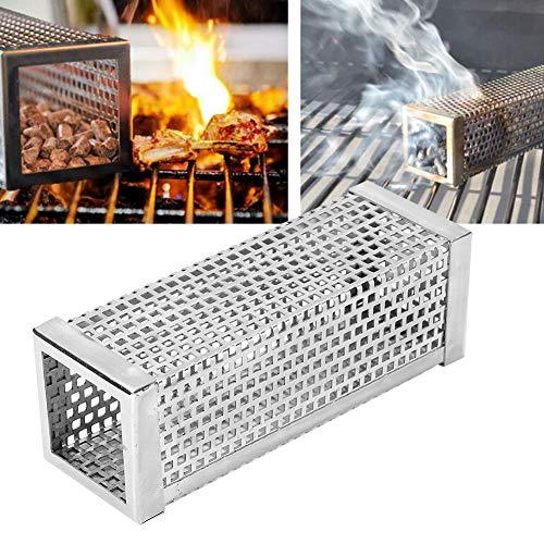 Oyunngs BBQ Smoker Tube, 304 Stainless Steel Sqre BBQ Grill Smoker Tube Tools Ouoor Barbecue Aessory for Electric Charcoal Grill of Any Size 6X2In