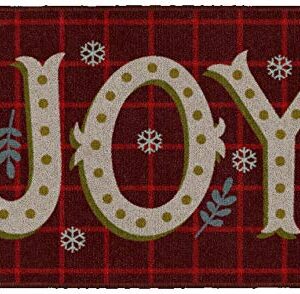 Brumlow MILLS Christmas Joy Washable Festive Slogan Print Indoor or Outdoor Holiday Rug for Living or Dining Room, Bedroom Carpet and Kitchen Runner Rug, 20" x 34", Burgundy